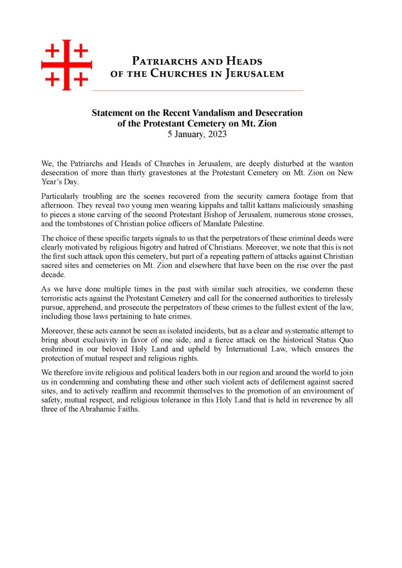Head of Churches Statement on the Recent Vandalism & Desecration of the ...